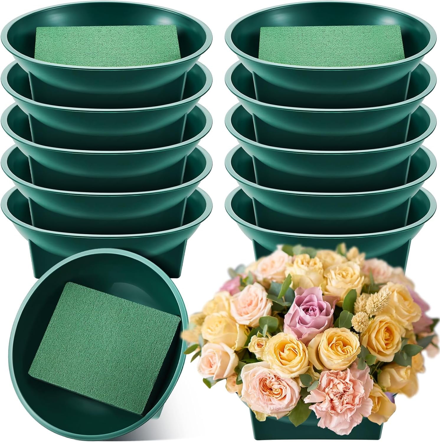 24 Pack Large Size 6.3 Inch Floral Foam Round Bowls for Flower ...