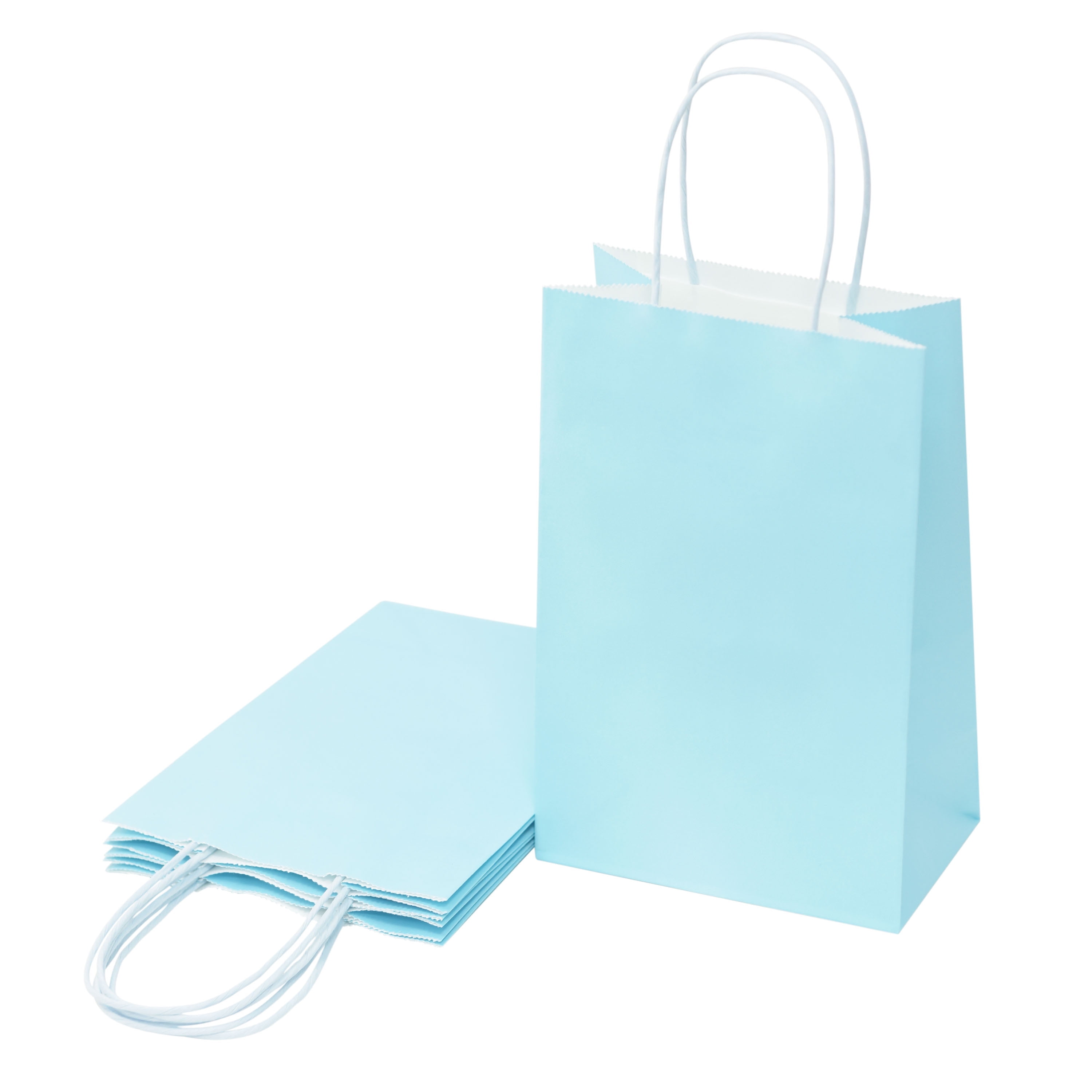 24 Pack Light Blue Kraft Paper Gift Bags (8.5x5.5x3.5 In) for Special ...