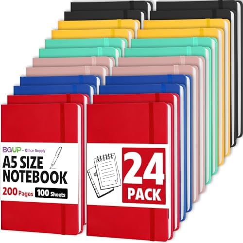 24 Pack Lined Journal Notebook for Work, 200 Pages, Medium 5.5" x 8.3 ...