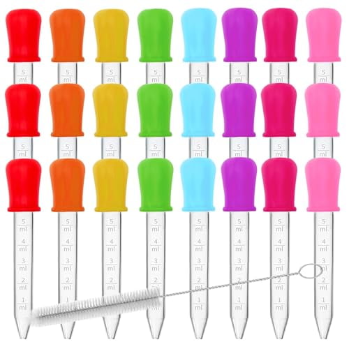 24 Pack Liquid Droppers with a Clean Brush, 5ML 8 Colors Silicone and ...