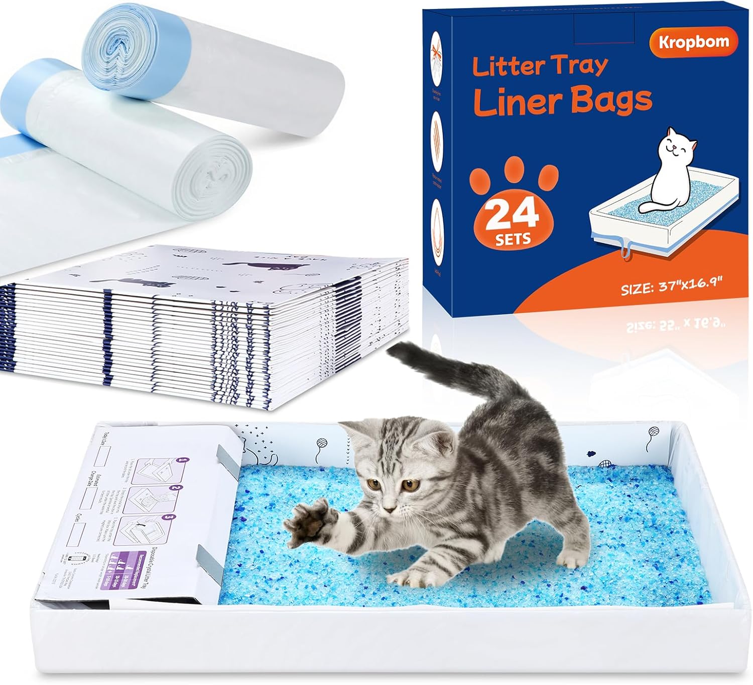 24 Pack Litter Box Liners Compatible with Safe Pets Scoopfree Cat ...