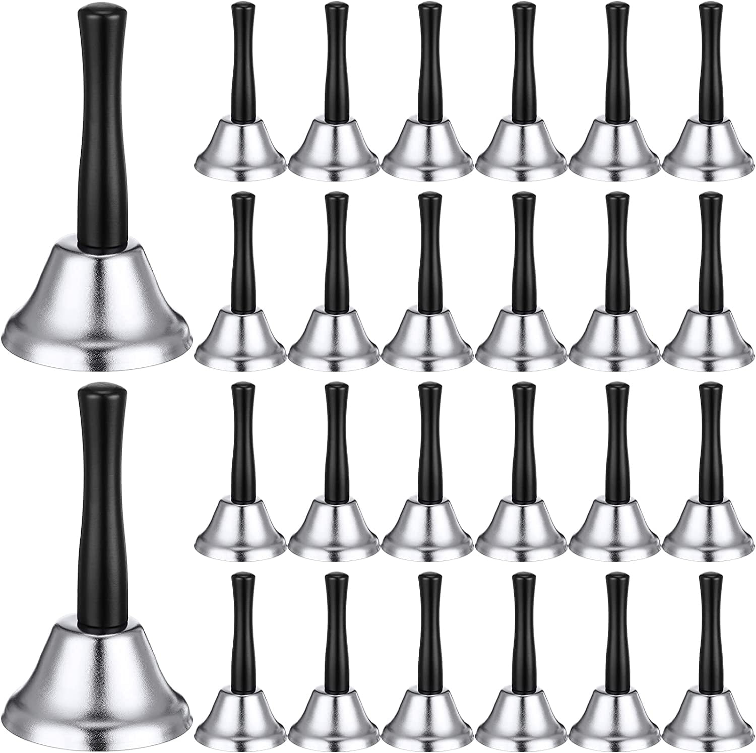 24 Pack Loud Hand Bell Metal Hand Held Bells for Adults Silver Steel ...