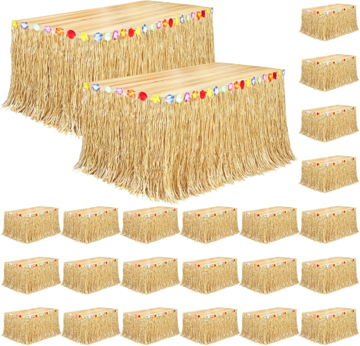 24 Pack Luau Grass Table Skirt Natural 9 Feet x 29.5 Inch Hawaiian ...