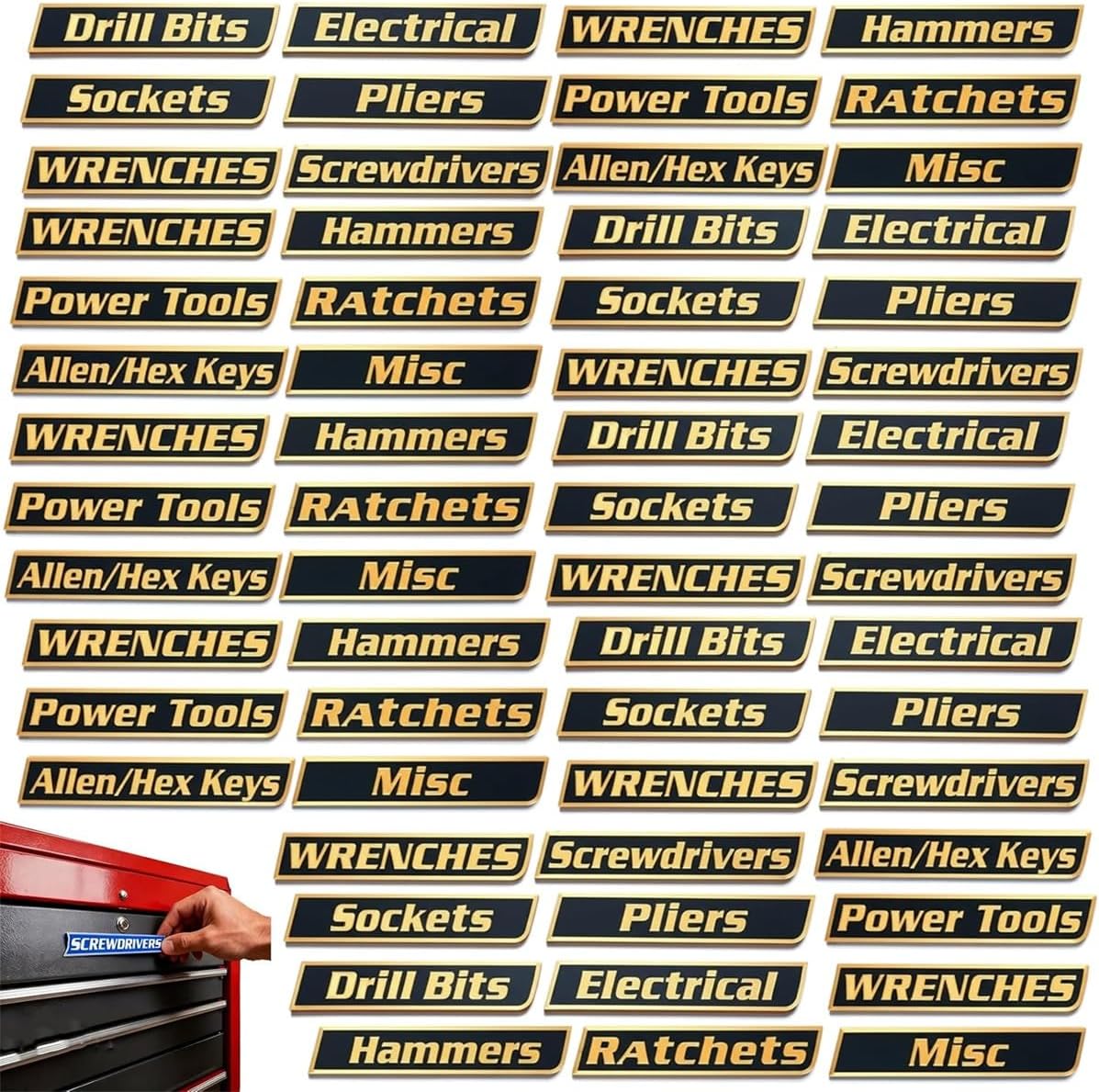 24 Pack of Magnetic Toolbox Labels, 3D-Printed Tool Box Drawer Tags ...