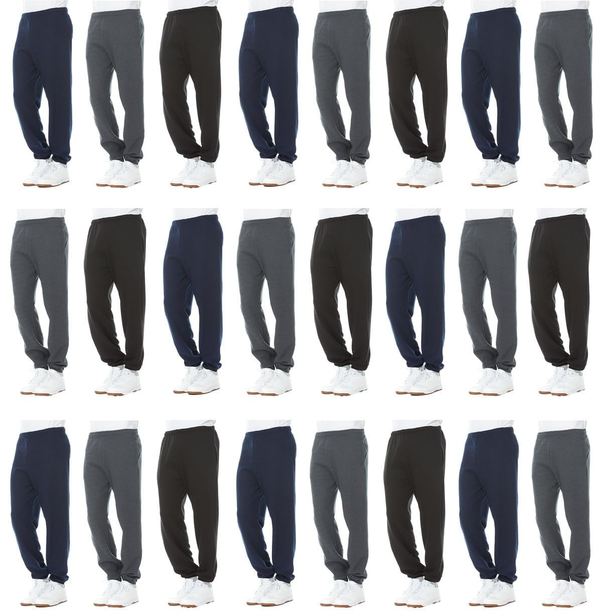 24 Pack Men's Jogger Sweatpants, Assorted Gray Black Navy, No Pockets ...