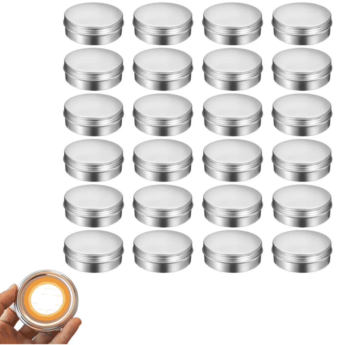 24 Pack Metal Round Tins,Aluminum Tin Cans with Lids, Aluminum Tin Cans ...