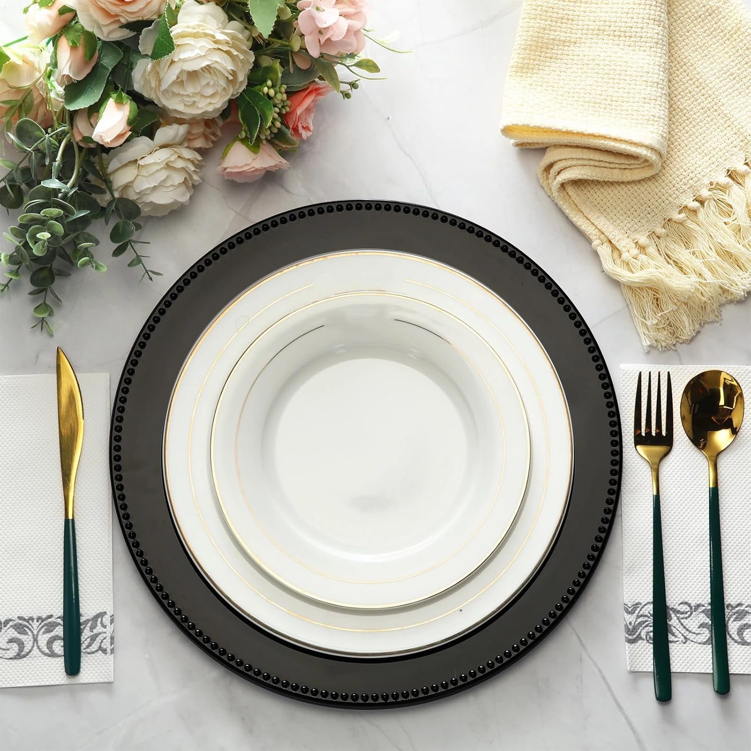 24 Pack Metallic Charger Plates 13inch Round Elegant Serving Plates ...