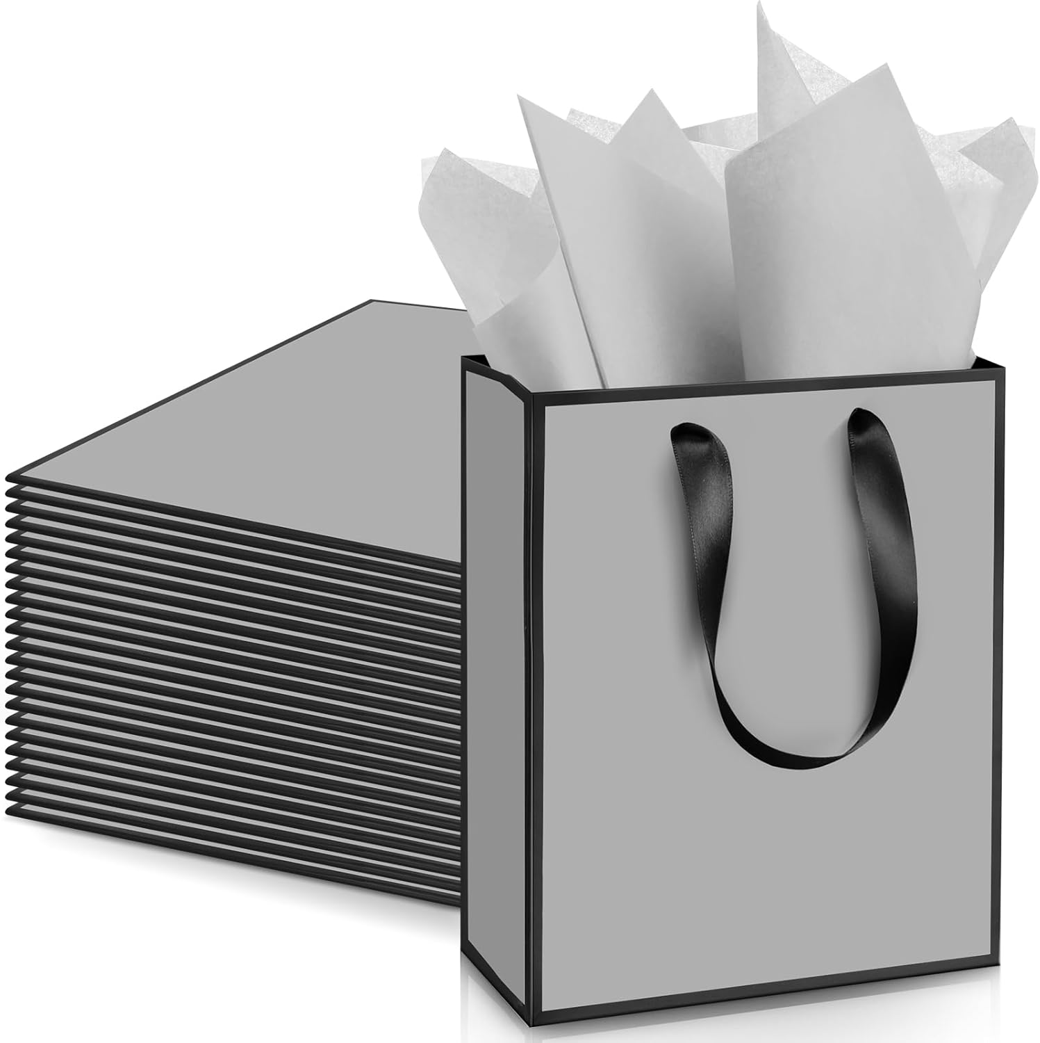 24 Pack Metallic Paper Gift Bags with Handle and Tissue 9x7x3.1 Gold ...