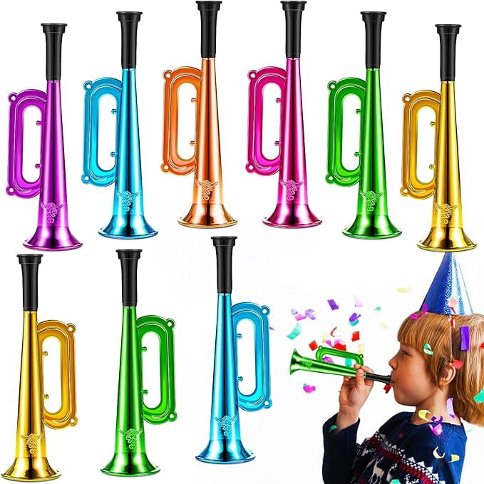 24 Pack Metallic Trumpets Plastic Musical Instruments Noise Makers ...
