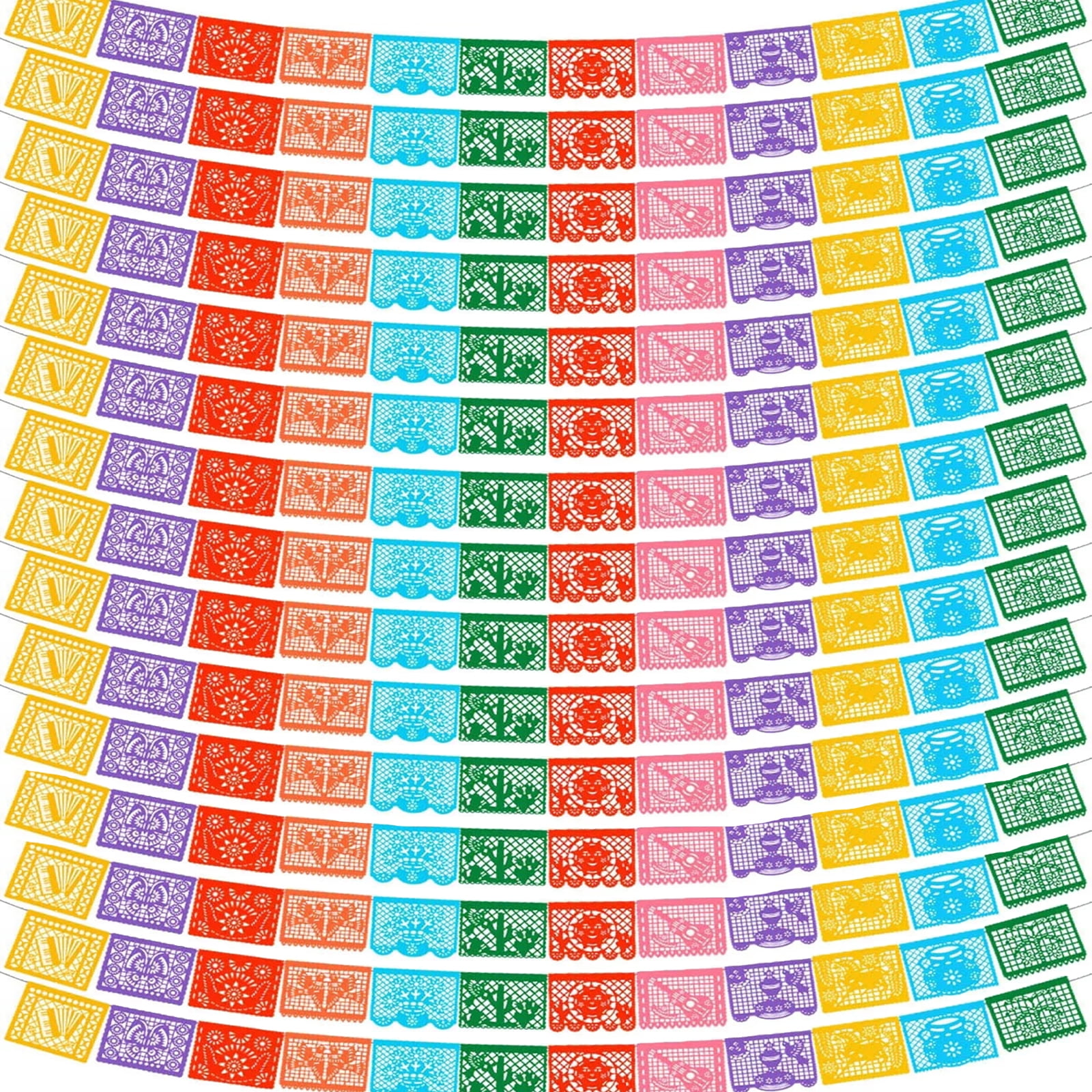 24 Pack Mexican Banner Large Plastic Papel Picado Hanging Banner Flags ...
