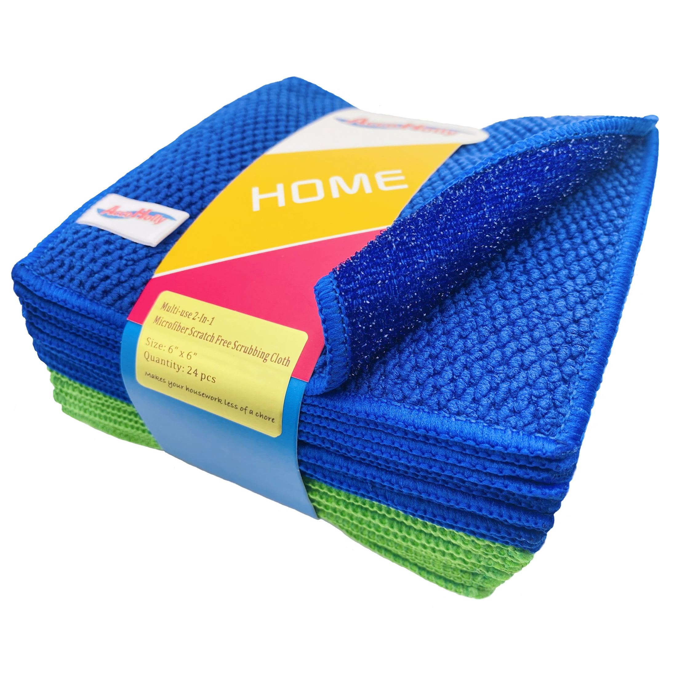 24 Pack Microfiber Scrub Dish Cleaning Cloth, Non-Scratch, Reusable ...