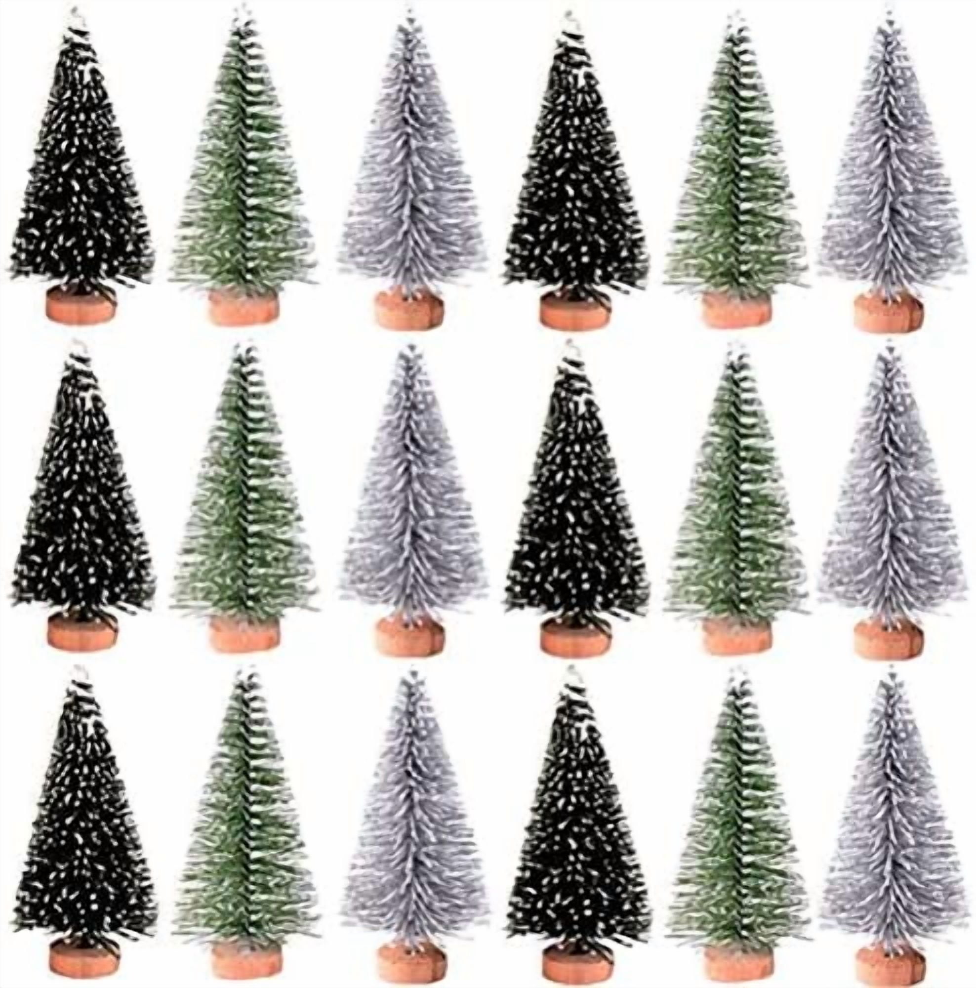 24 Pack Mini Christmas Trees with Wood Base Artificial Mini Pine Trees ...