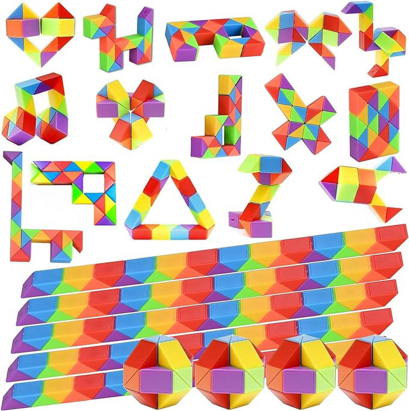 24 Pack Mini Fidget Snake Cube Puzzle Toys - Party Favors & Goodie Bag ...