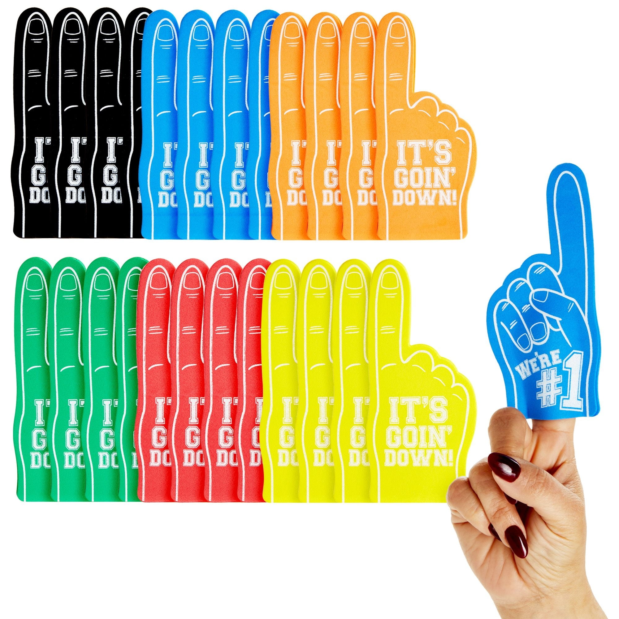 24-Pack Mini Foam Fingers for for Sports-Themed Birthday, Mini Party ...