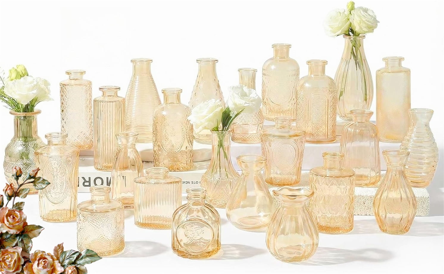 24 Pack Mini Gold Bud Vases for Wedding Decorations and Home ...