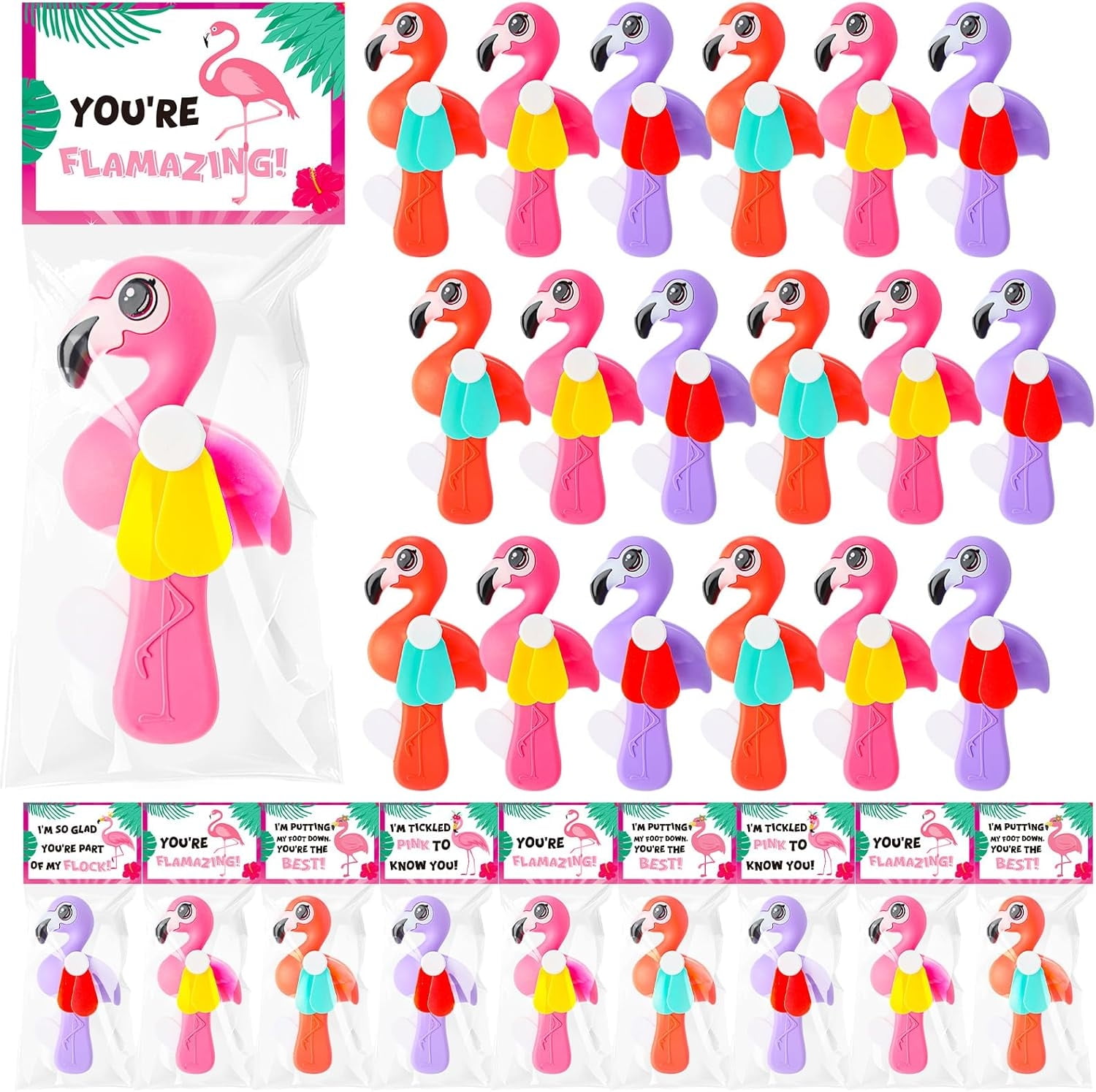 24 Pack Mini Portable Fans With Cards Gifts Cute Animal Fruit Ice Cream ...