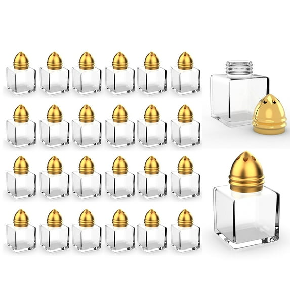 24 Pack Mini Salt and Pepper Shakers, 0.5 oz Glass Cube Shape Spice ...