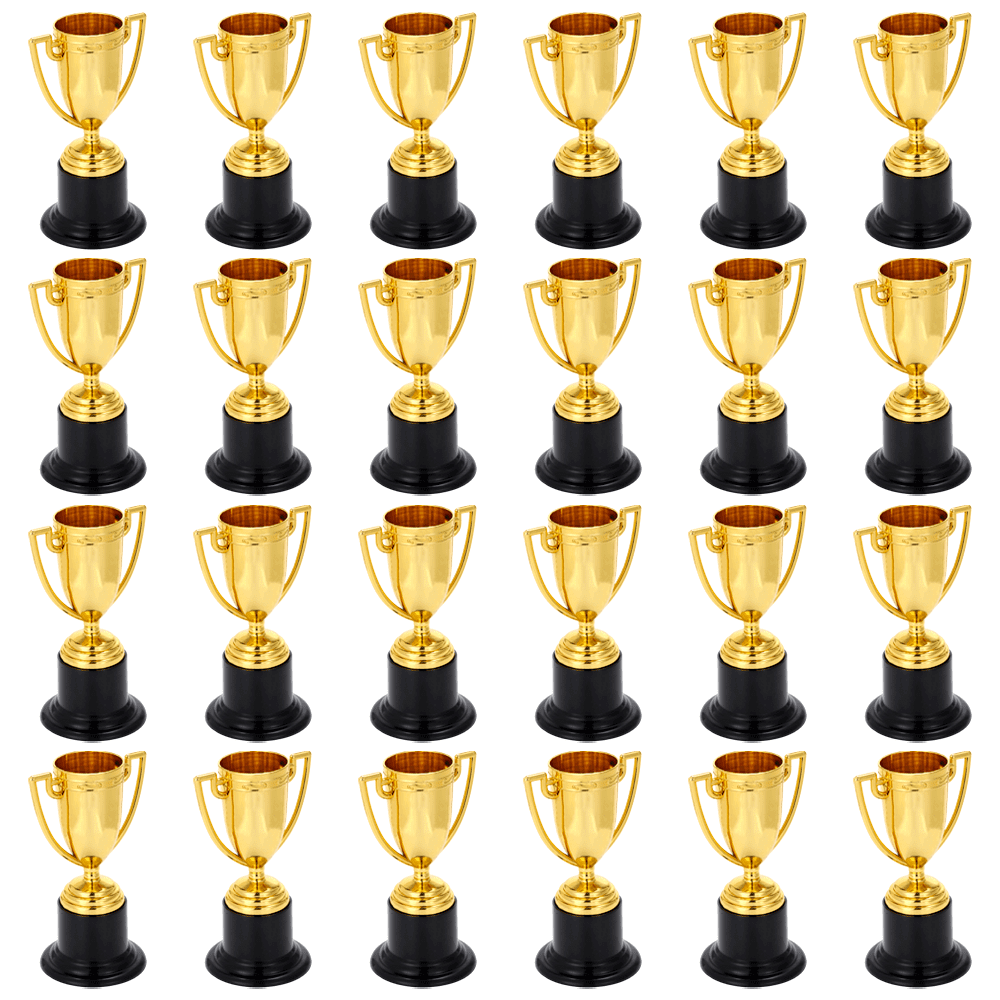 24 Pack Mini Trophies for Boys and Girls, Plastic Gold Small Trophy ...