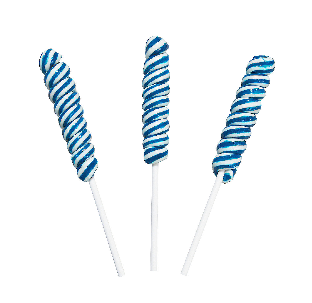 24-Pack Mini Twisty Lollipops - Blue Raspberry Swirl Suckers ...