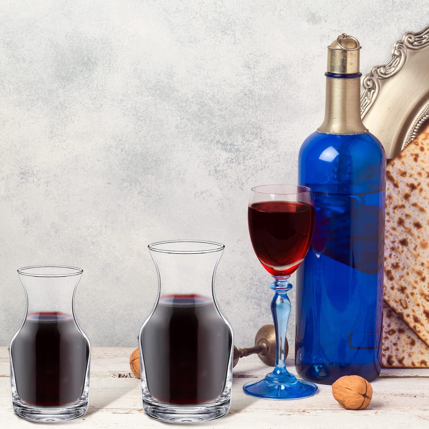 24 Pack Mini Wine Carafe Set - 12x6.5oz & 12x7.7oz Glass Decanters for ...