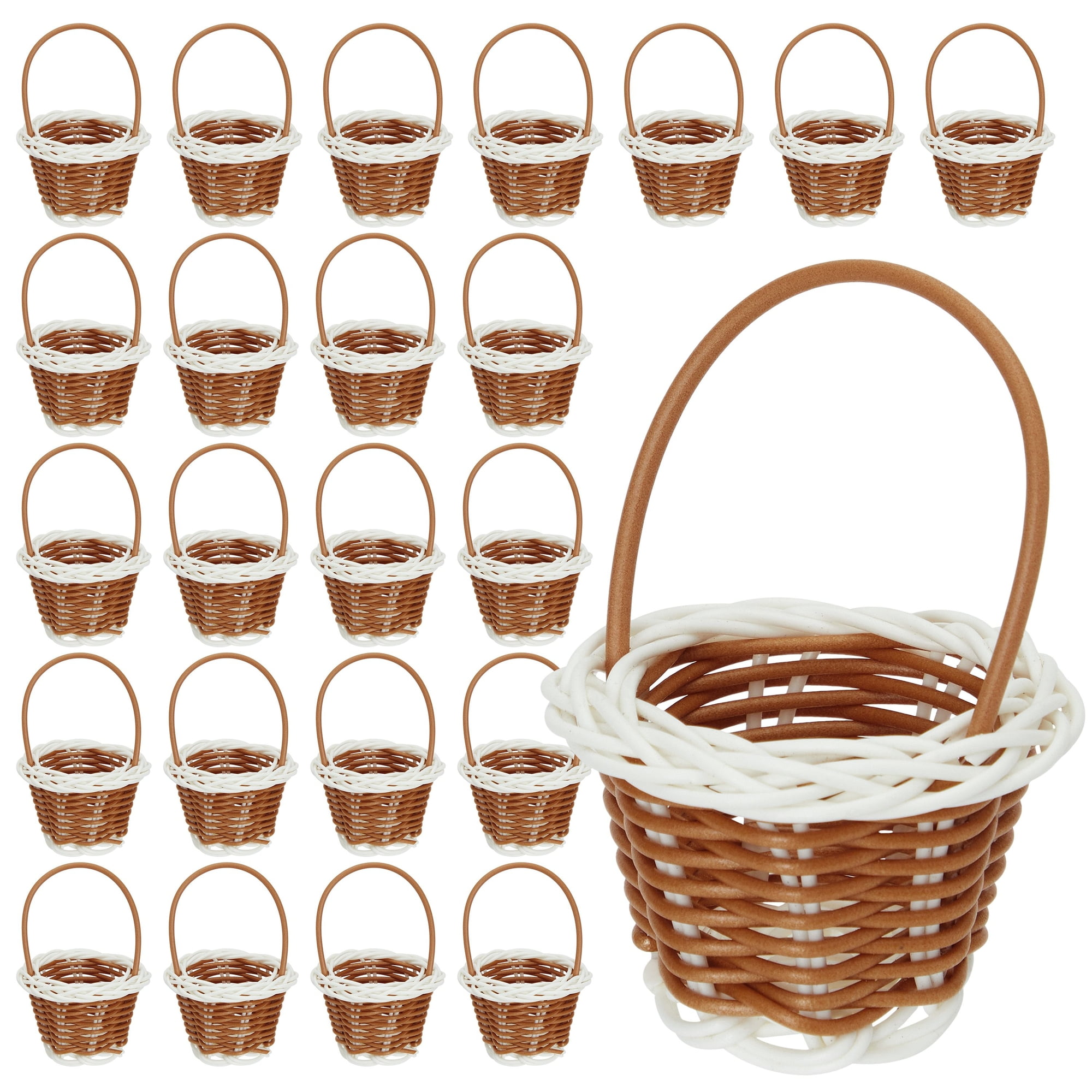 24 Pack Mini Woven Baskets with Handles - Bulk Miniature Baskets for ...