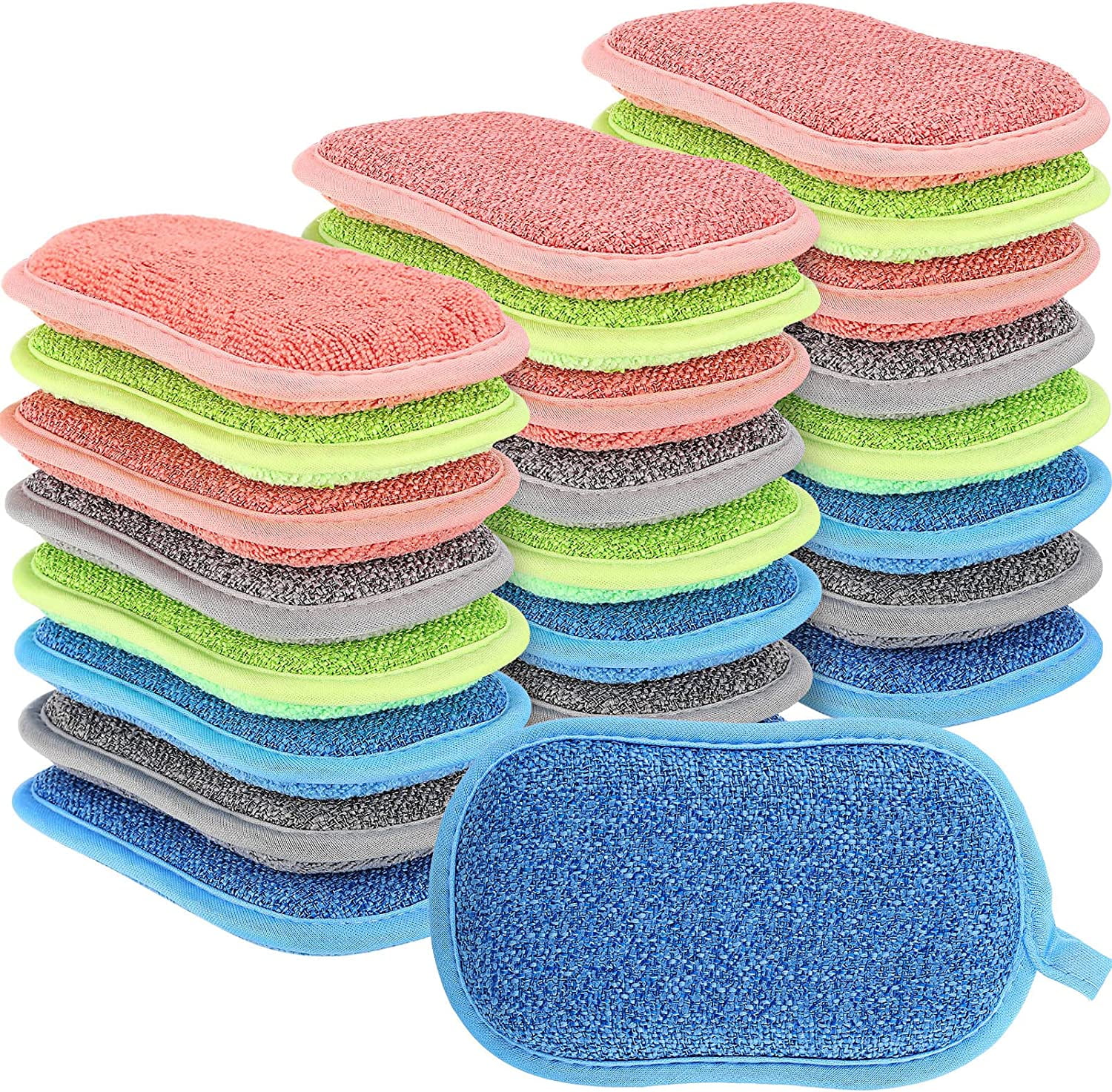 24 Pack Multi Purpose Scrub Sponges Non Scratch Microfiber Sponge ...