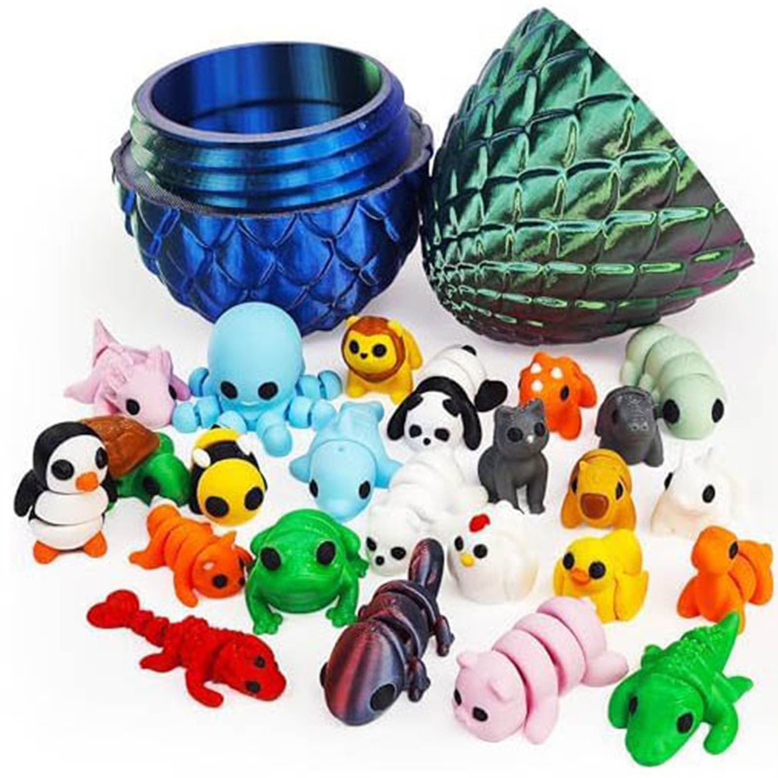 24 Pack Mystery Mini Animal Packs - 3D Printed Dragon Egg Articulated ...