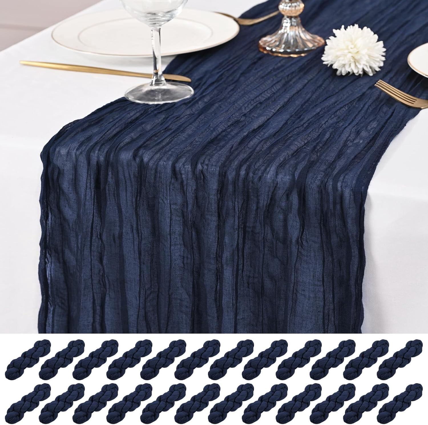24 Pack Navy Blue Table Runners 10Ft Cheesecloth Table Runner Rustic ...