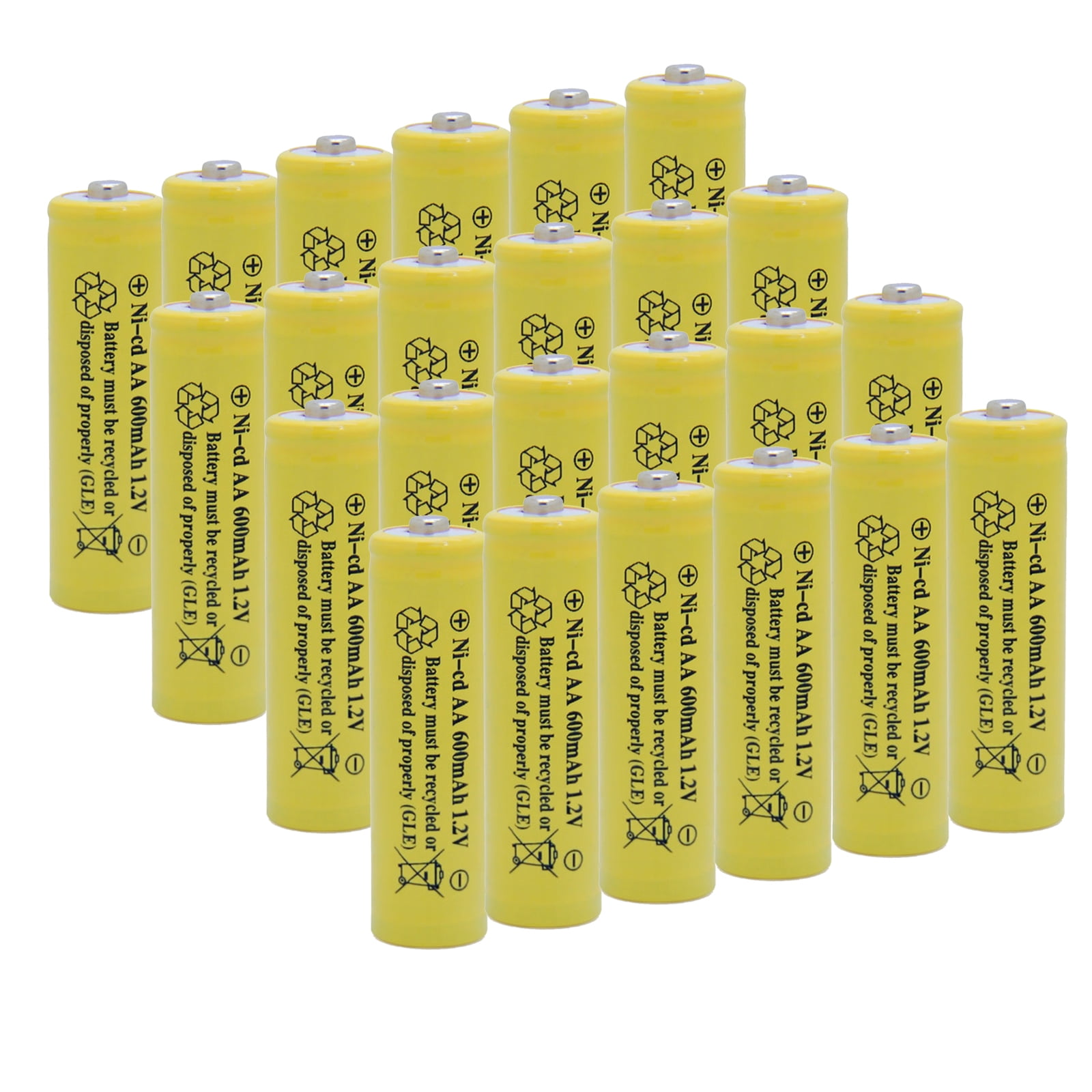 24 Pack Ni-Cd AA 600mAh 1.2 Volts AA Rechargeable Batteries for Garden ...