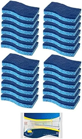 24 Pack Non-Scratch Dish Sponge, Dual Sided Kitchen Sponges for Dishes ...
