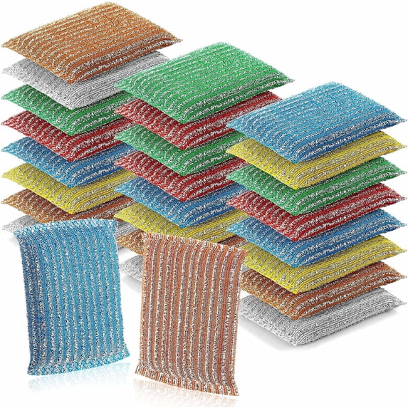 24 Pack Non Scratch Scrubbing Sponges Dish Pads for Washing Dishes 6 ...