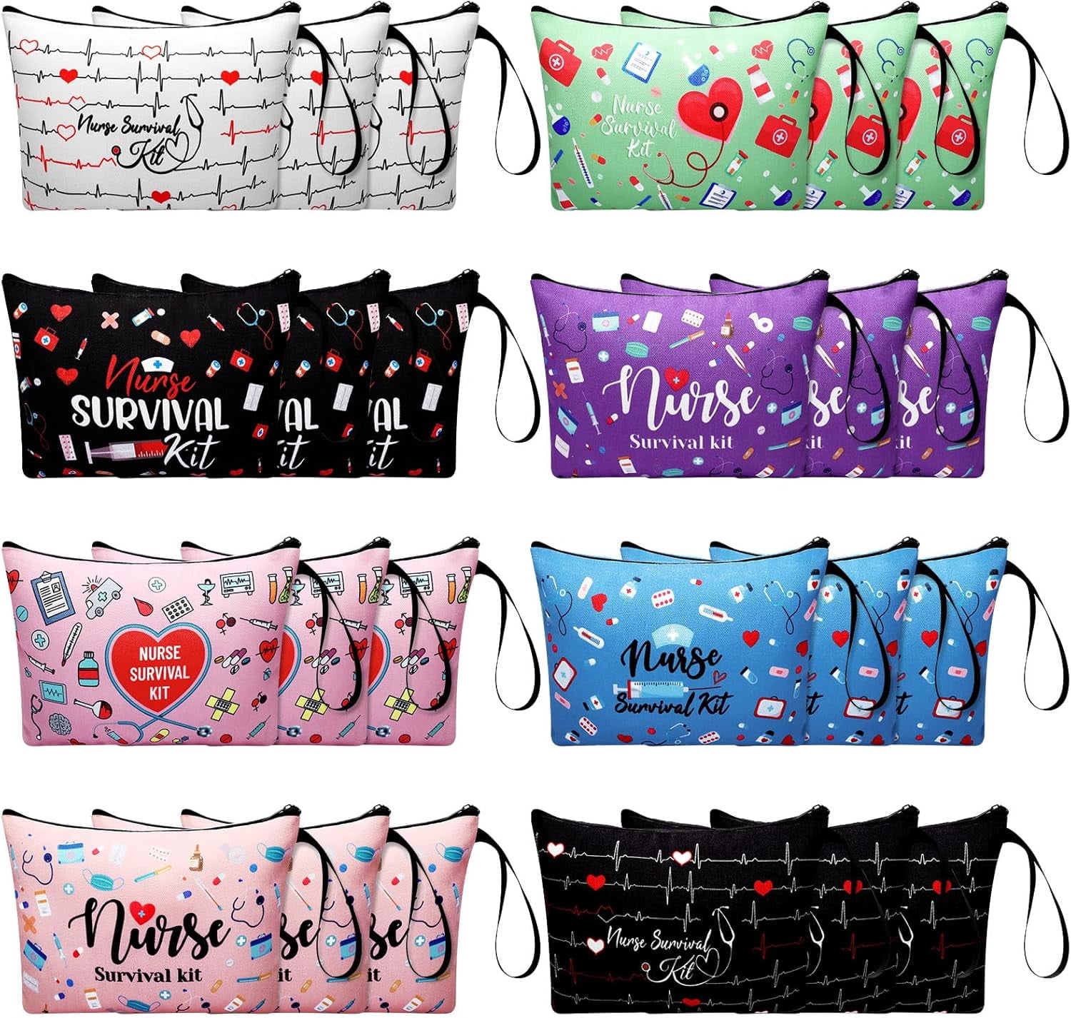 24 Pack Nurse Cosmetic Bags Bulk Nursing Survival Kit Canvas Zipper ...