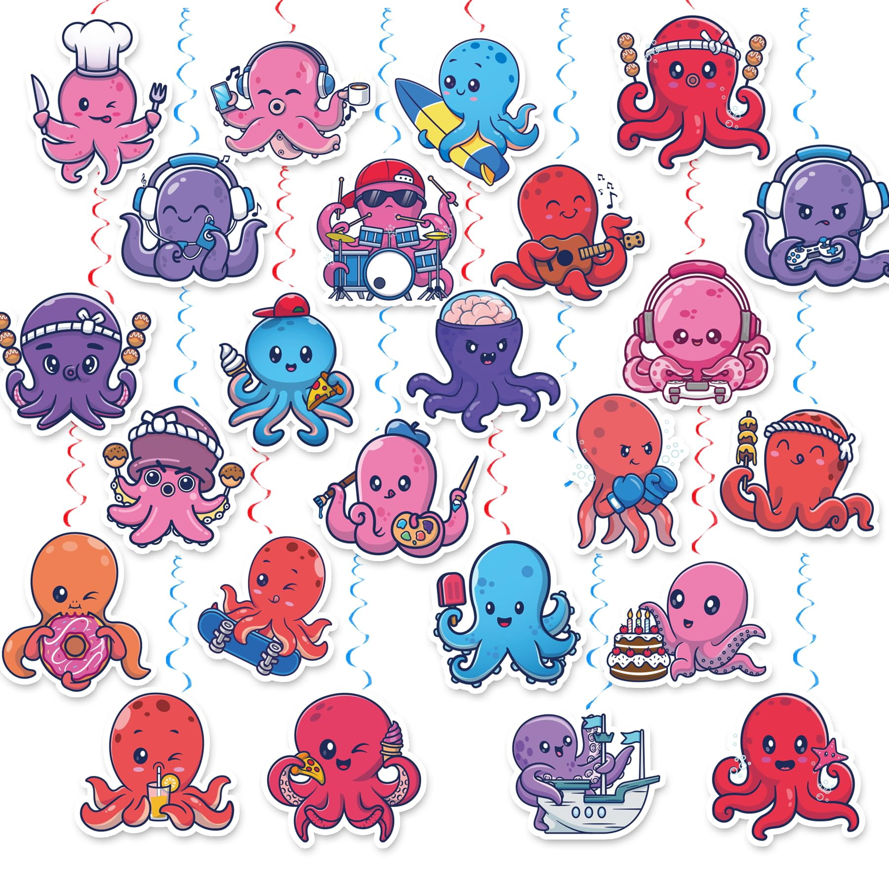 24 Pack Octopus Hanging Swirls Octopus Spirals Octopus Hanging ...