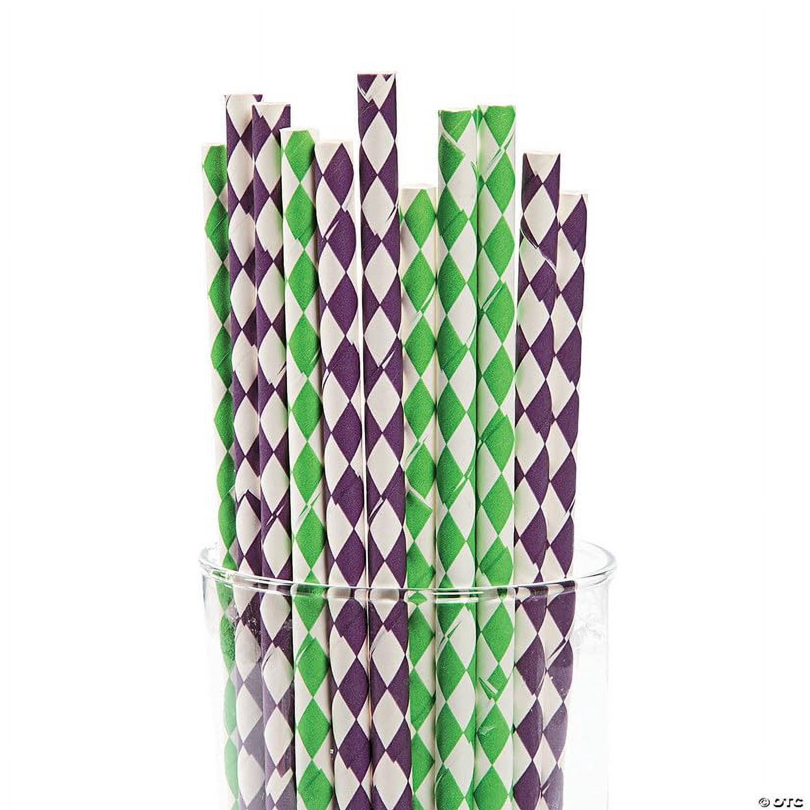 24 Pack Paper Mardi Gras Straws - Walmart.com