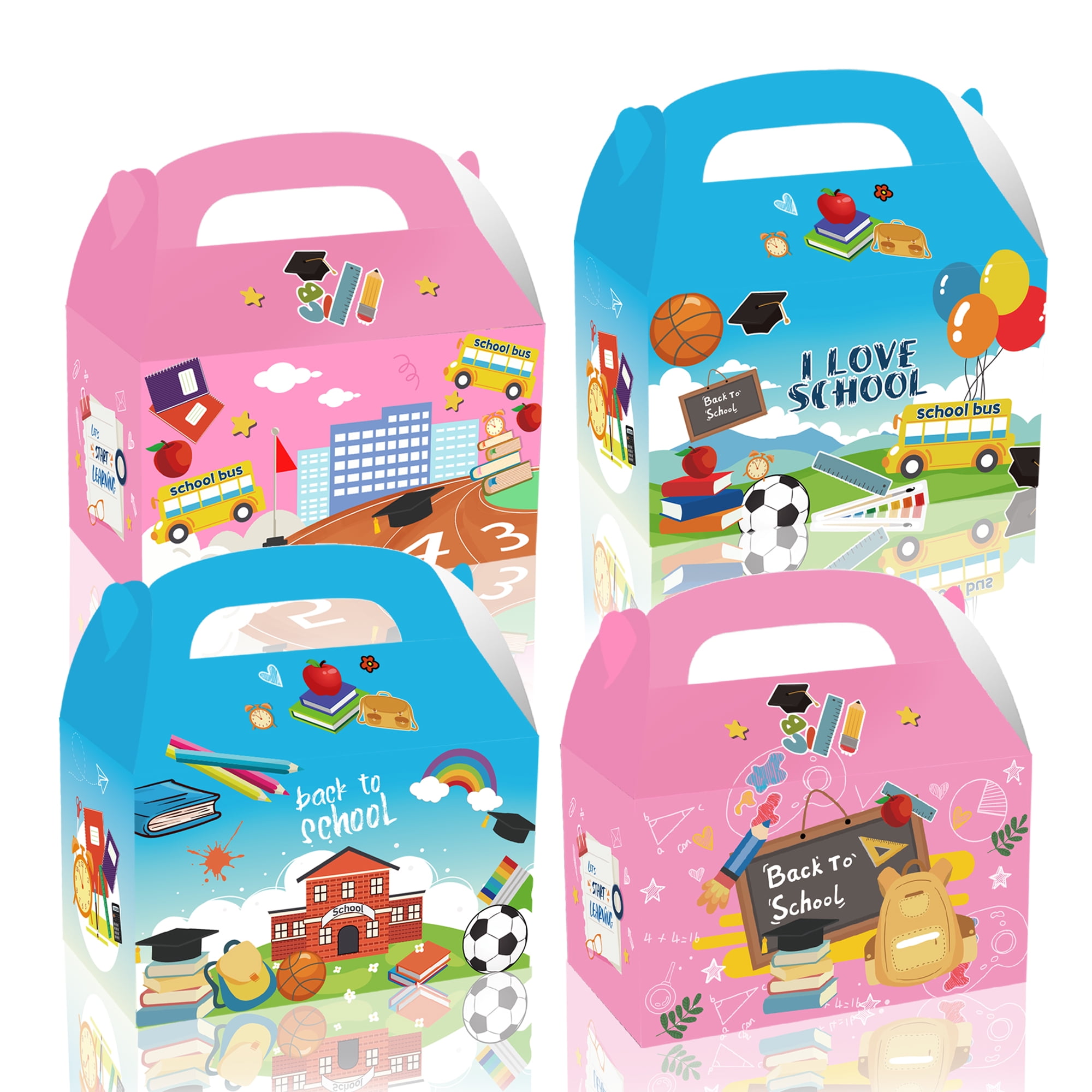 24 Pack Party Favor Boxes, Back to School Theme Gift Treat Bags, Gable ...