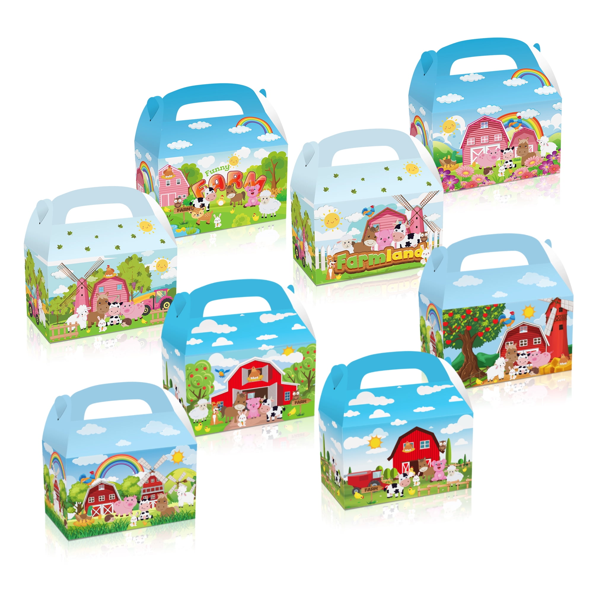 Walmart 24 Pack Goodie Barnyard Party Favor Boxes, Farm Animals Treat ...