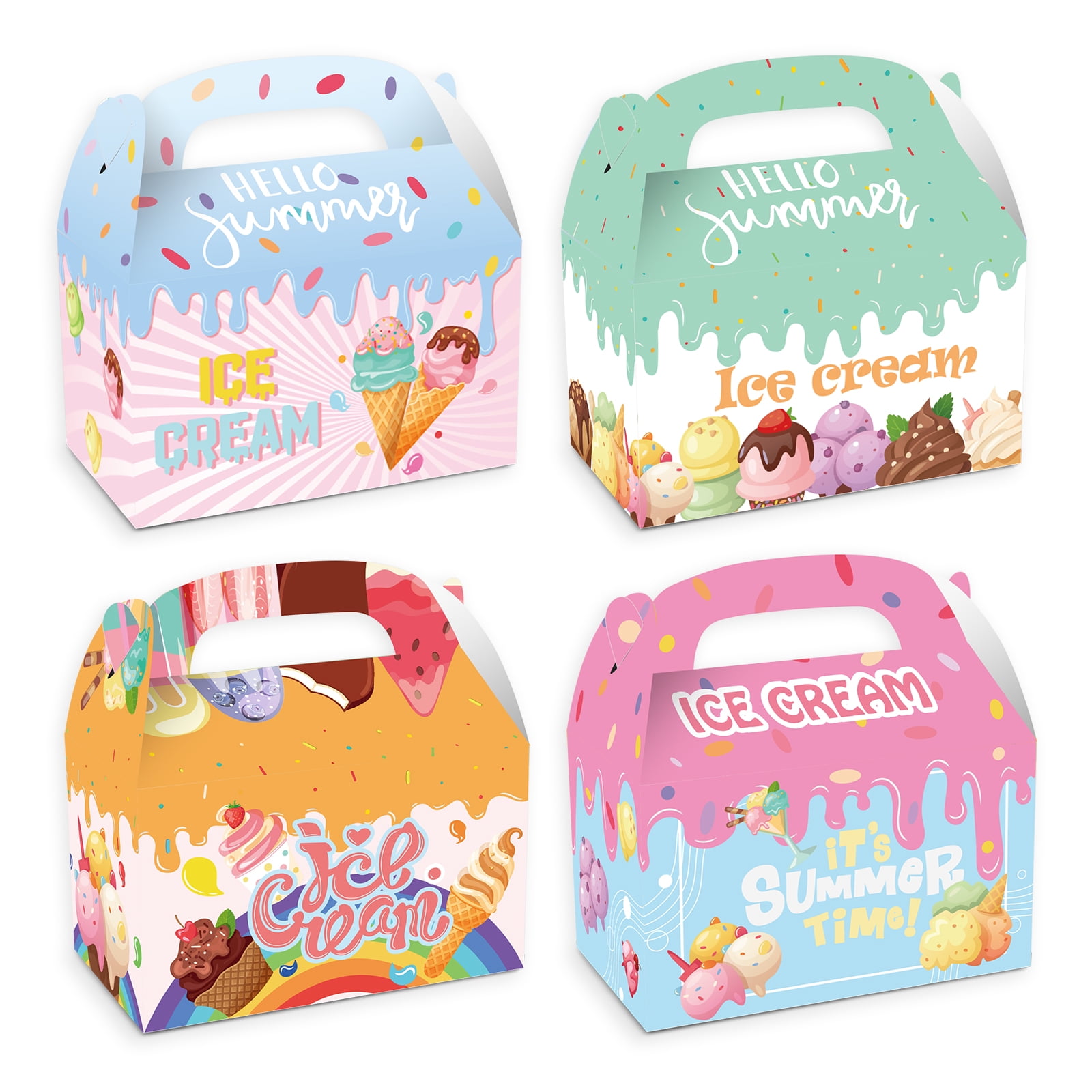 24 Pack Party Favor Boxes, Icecream Gift Treat Bags, Gable Boxes for ...