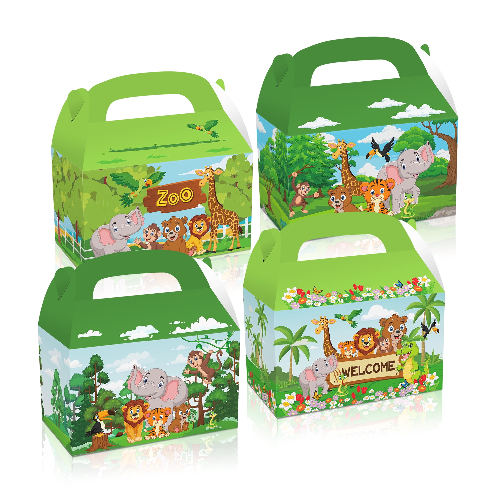 24 Pack Safari Party Favor Boxes, Jungle Animal Treat Bags for Kids ...