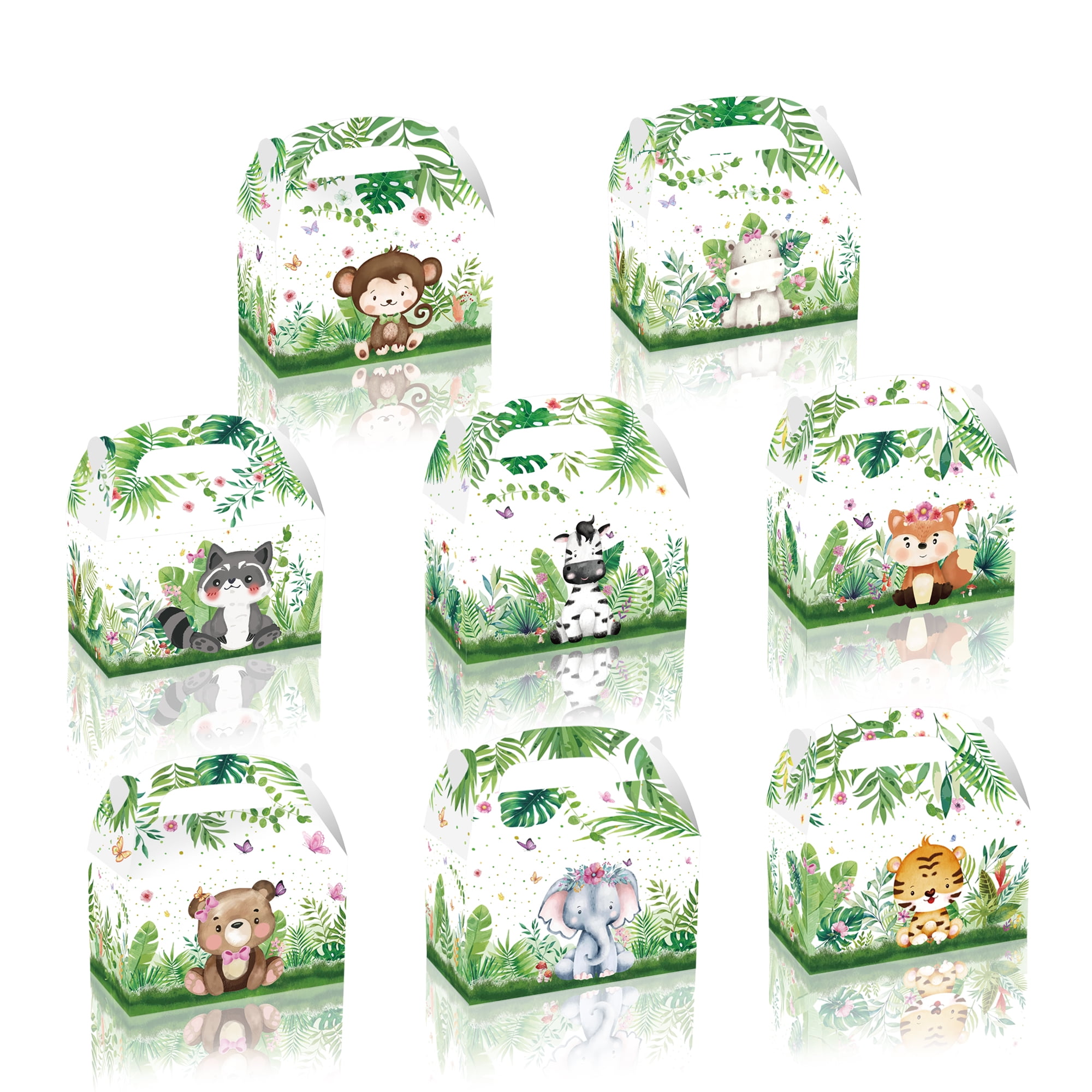 Partystadl 24 Pack Safari Party Favor Boxes, Jungle Animal Gable Boxes ...