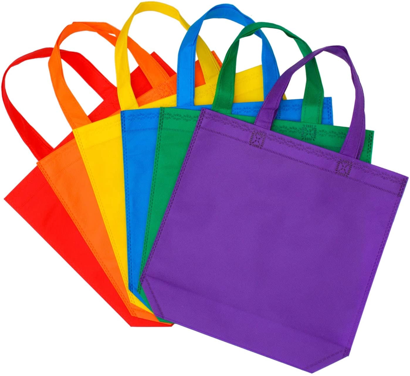 24 Pack Party Non-Woven Gift Bags Reusable Tote Bags in Bulk Rainbow ...
