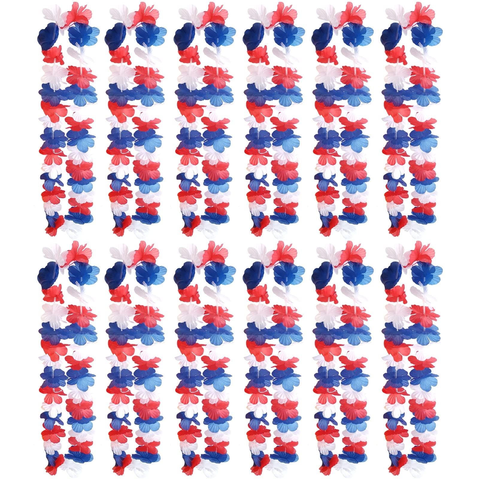 24 Pack Patriotic Leis Red White and Blue Flower Leis, 4th of July ...