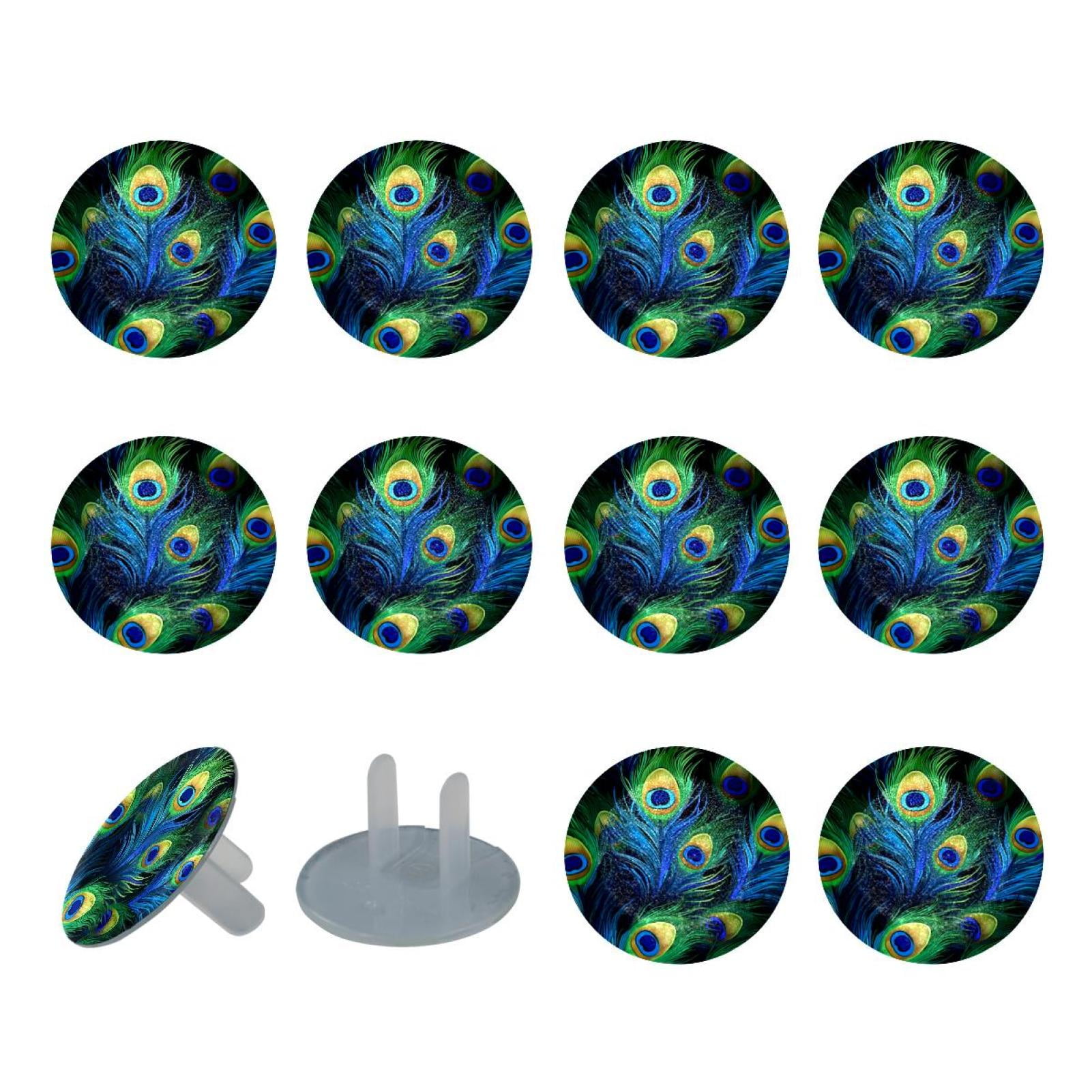 24 Pack Peacock Feather Outlet Covers Baby Proofing, Child Safety Plug ...