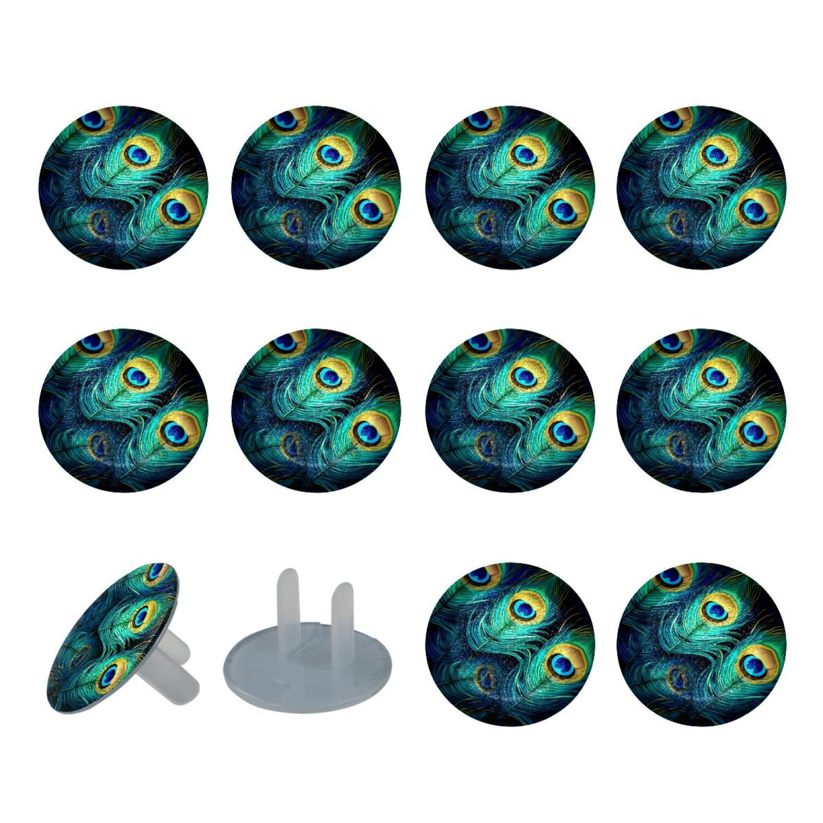 24 Pack Peacock Feather Outlet Covers Baby Proofing, Child Safety Plug ...