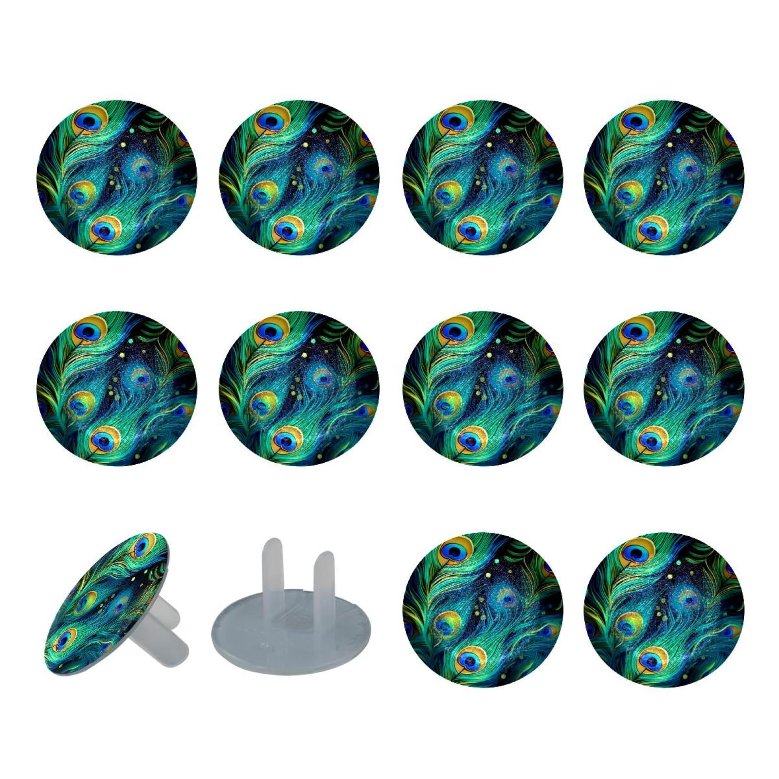 24 Pack Peacock Feather Outlet Covers Baby Proofing, Child Safety Plug ...