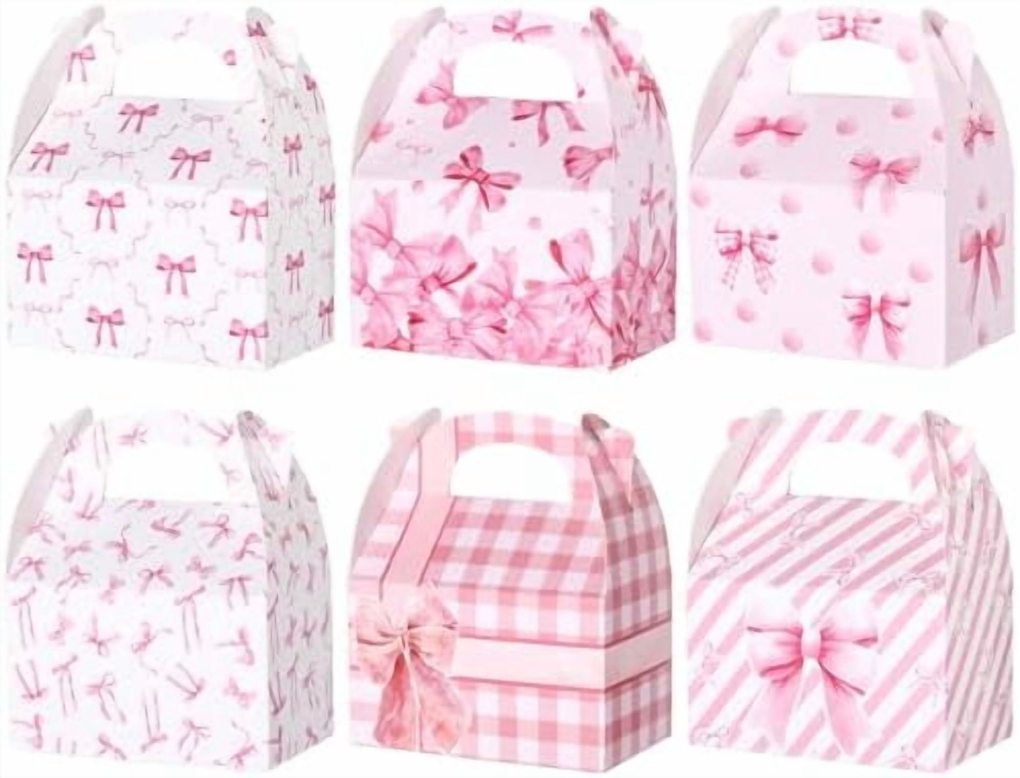 24 Pack Pink Bow Party Favor Boxes Large Pink Coquette Bow Cookie 6 ...