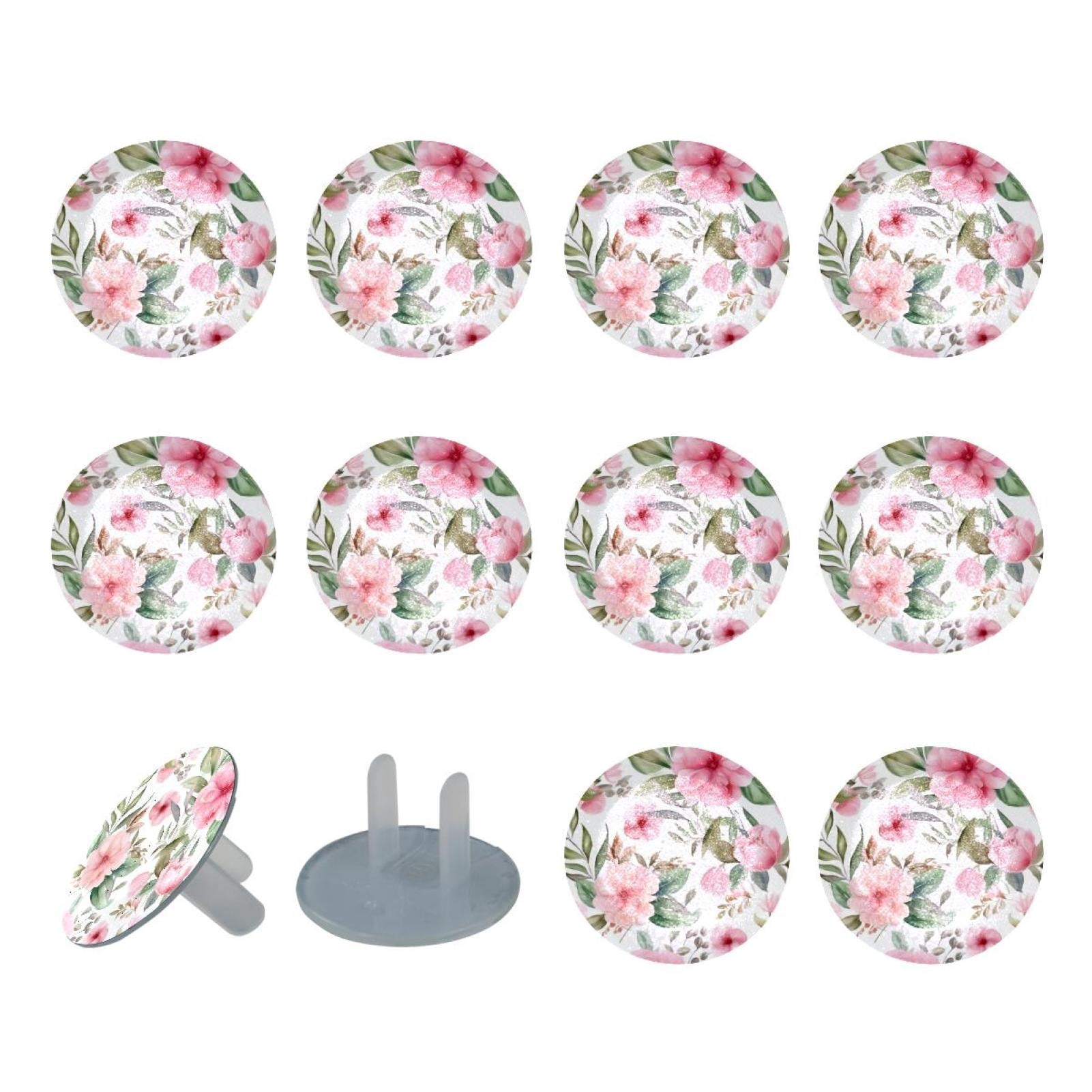24 Pack Pink Flowers with Leaves Outlet Covers Baby Proofing, Child ...