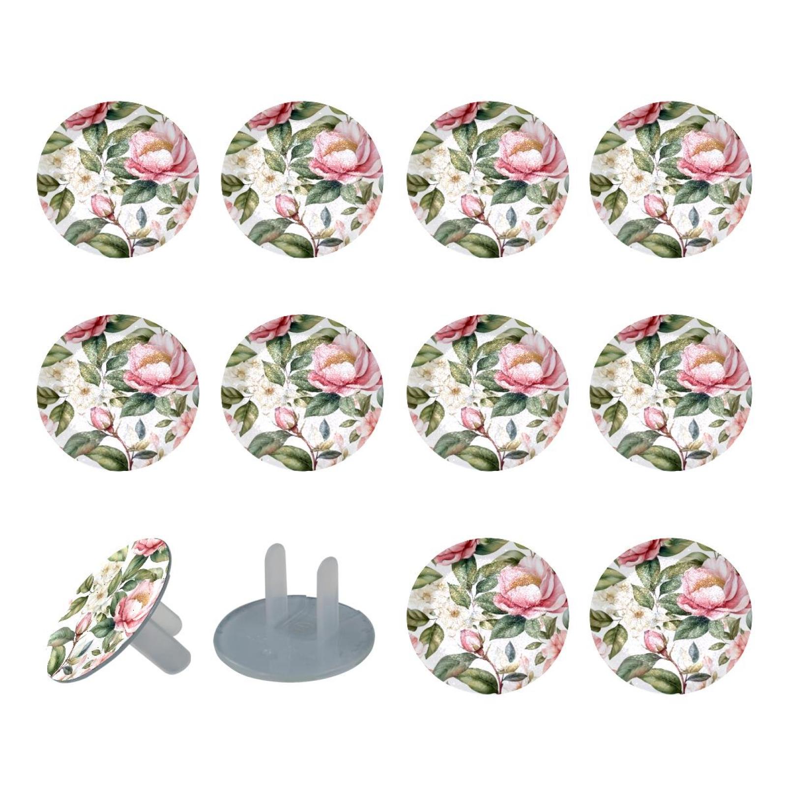 24 Pack Pink Flowers with Leaves Outlet Covers Baby Proofing | Secure ...