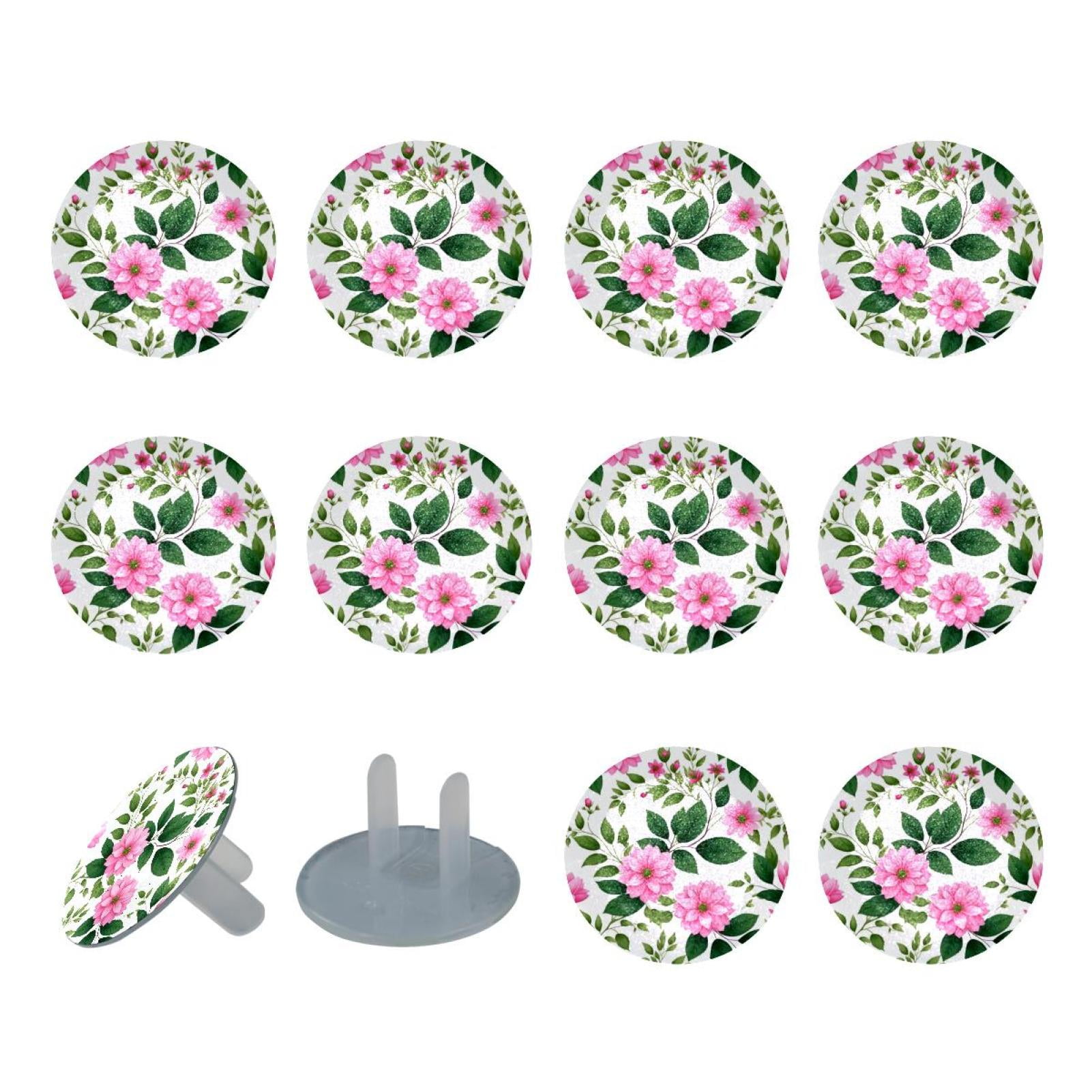 24 Pack Pink Flowers with Leaves Outlet Covers Baby Proofing | Secure ...