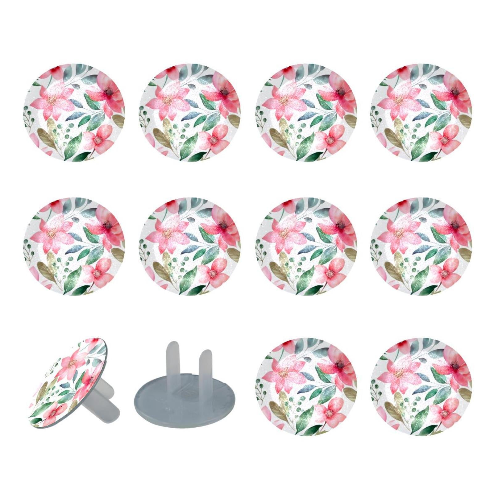24 Pack Pink Flowers with Leaves Outlet Covers Baby Proofing Socket ...