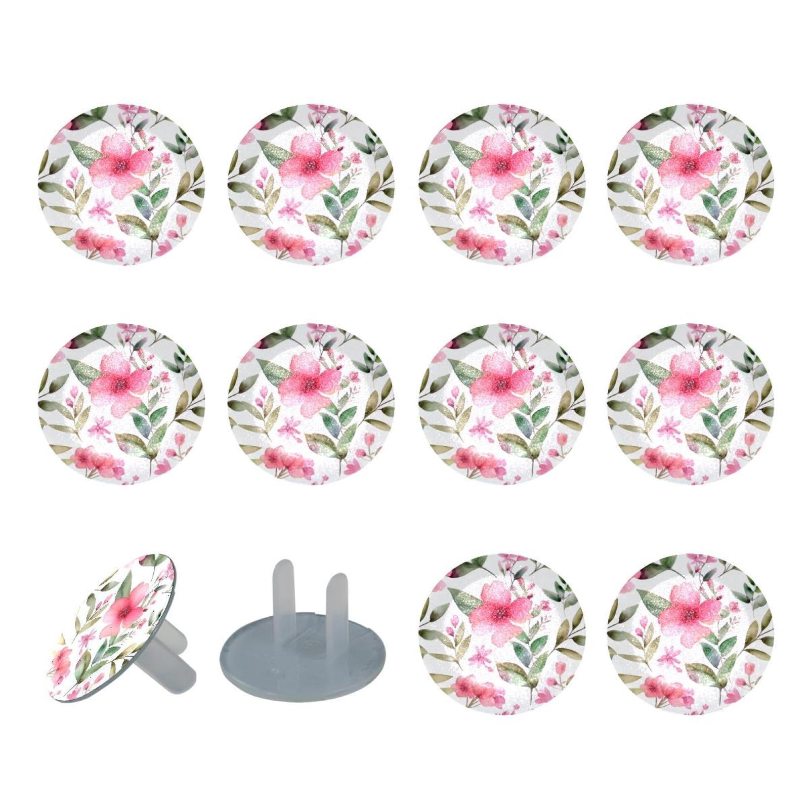 24 Pack Pink Flowers with Leaves Outlet Covers Baby Proofing Socket ...